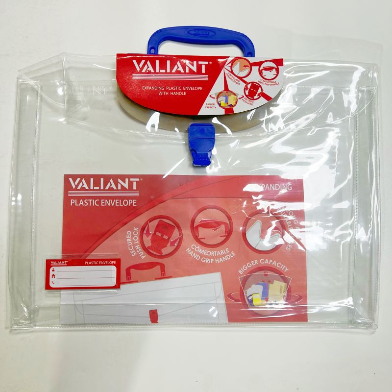 Valiant Expanding Plastic Envelope With Handle Pushlock Bag Office ...