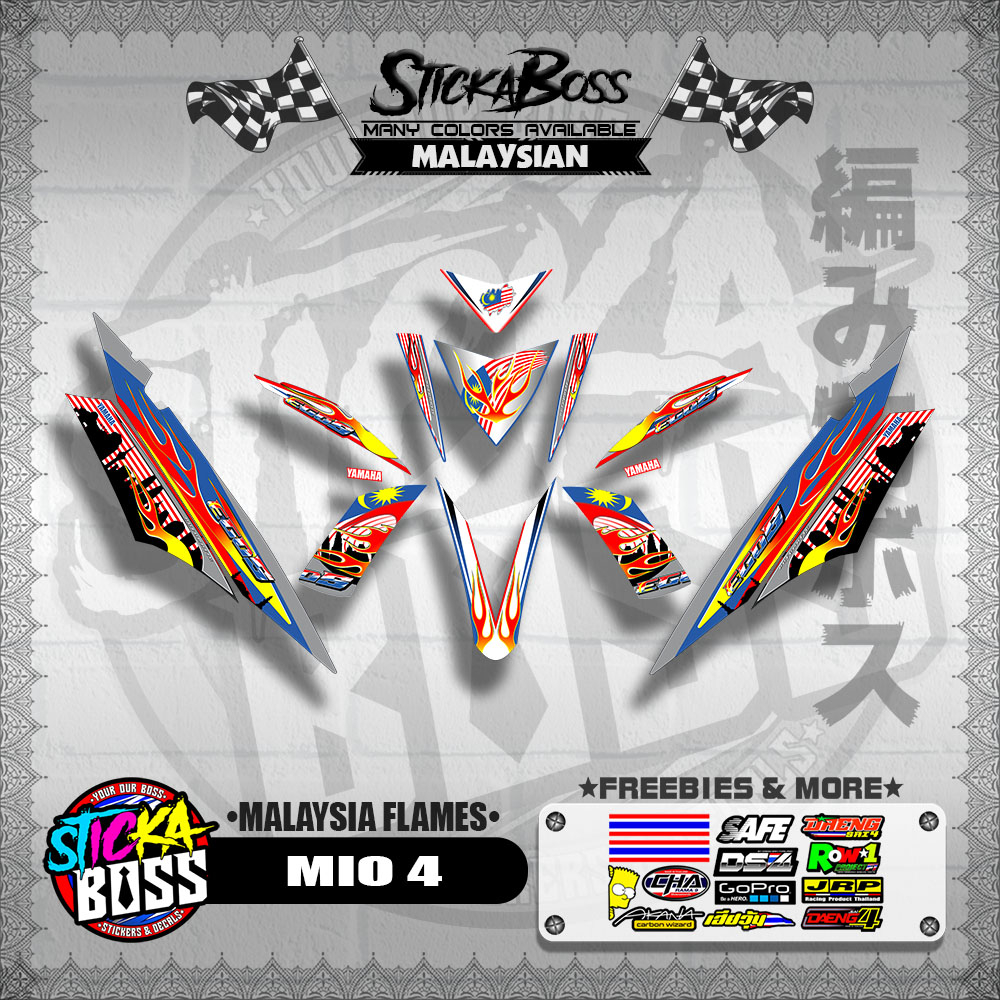 MIO 4 MALAYSIAN DECALS ( MALAYSIA FLAMES )【WITH FREEBIES】 | Shopee ...
