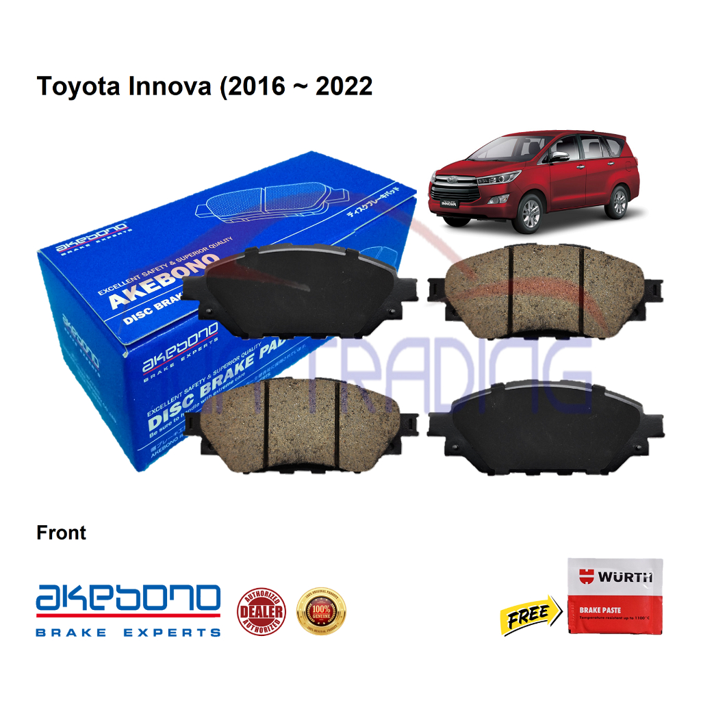 Genuine Akebono Front Brake Pads for Toyota Innova (2016 ~ 2022) - w ...