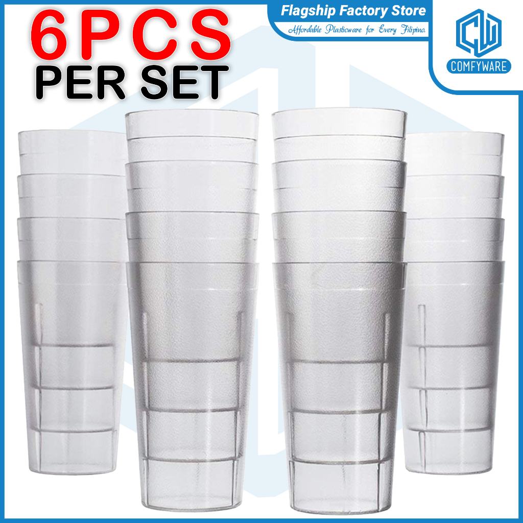 (6PCS/SET) THICK Acrylic Tumbler Transparent Jollibee Style Water Glass ...