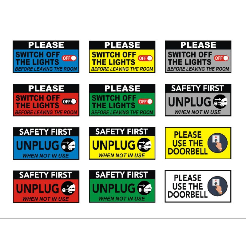 PVC Plastic signage switch off lights before leaving the room safety ...
