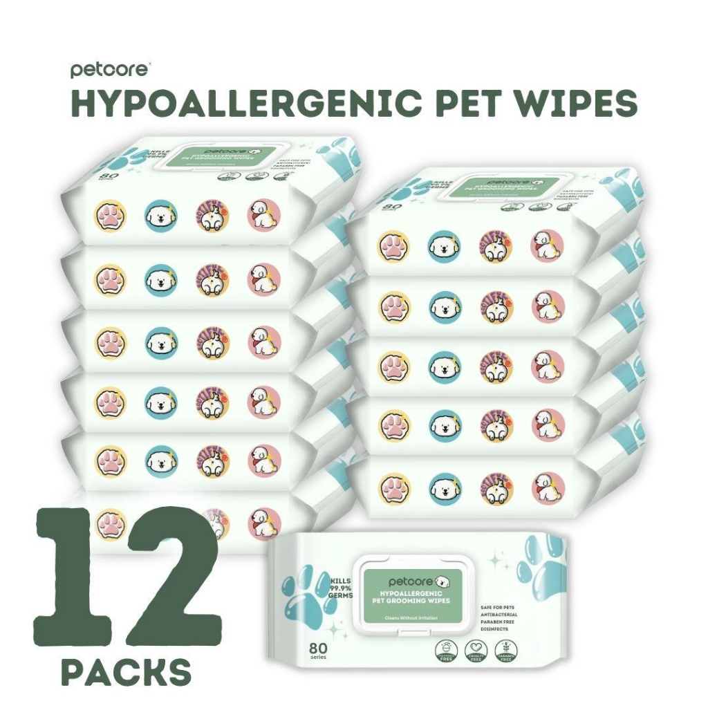 Petcore Hypoallergenic Pet Wipes Grooming Wipes eye ear wipes for cats ...