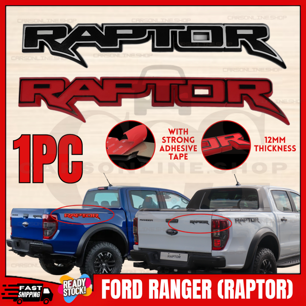 COS 1x Ford Ranger (RAPTOR) Rear Tailgate Decoration Letter Emblem (RED ...