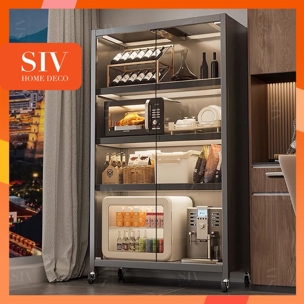 SIV Metal Display Cabinet With Glass Door Steel Cabinet For Kitchen ...