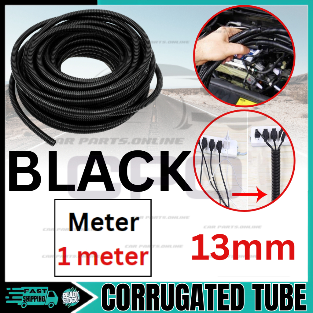 CPO (1M) 13mm Car Split Wire Loom Conduit Polyethylene Corrugated Pipe ...