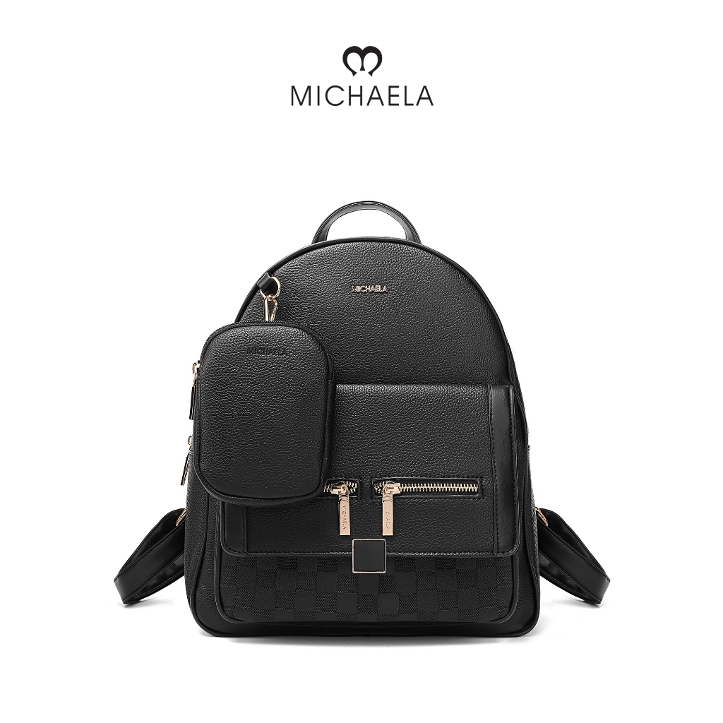 MICHAELA Woven Textured Backpack with Detachable Bonus Zipper Pouch for ...