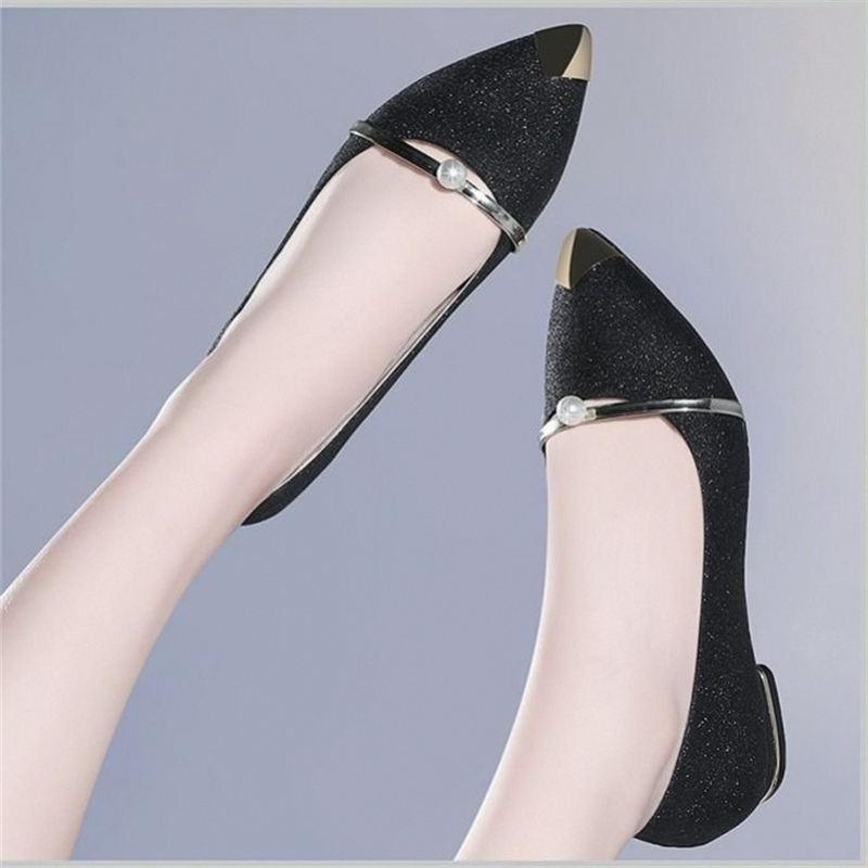 Maraming gamit na flat pointed toe genuine leather na makintab na ...