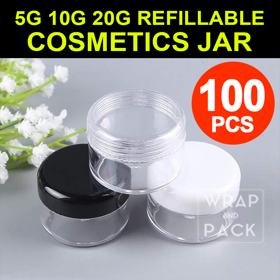 100PCS 5g 10g 20g Clear Acrylic Makeup Container cream jar tub small ...