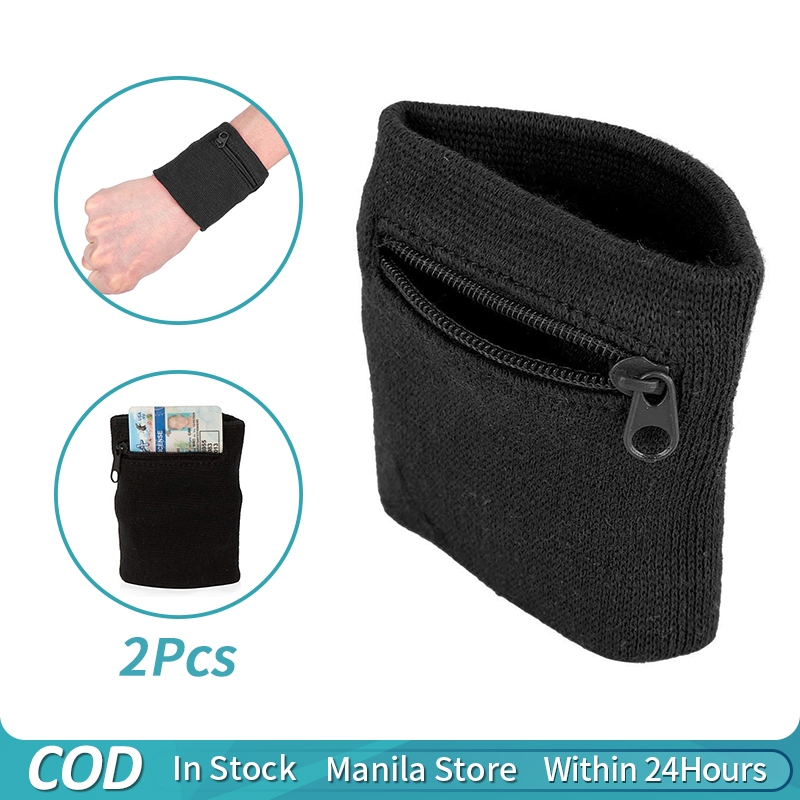2pcs Zipper Wrist Wallet Sweatband/Wristband Wallet for Keys, ID, Cards ...