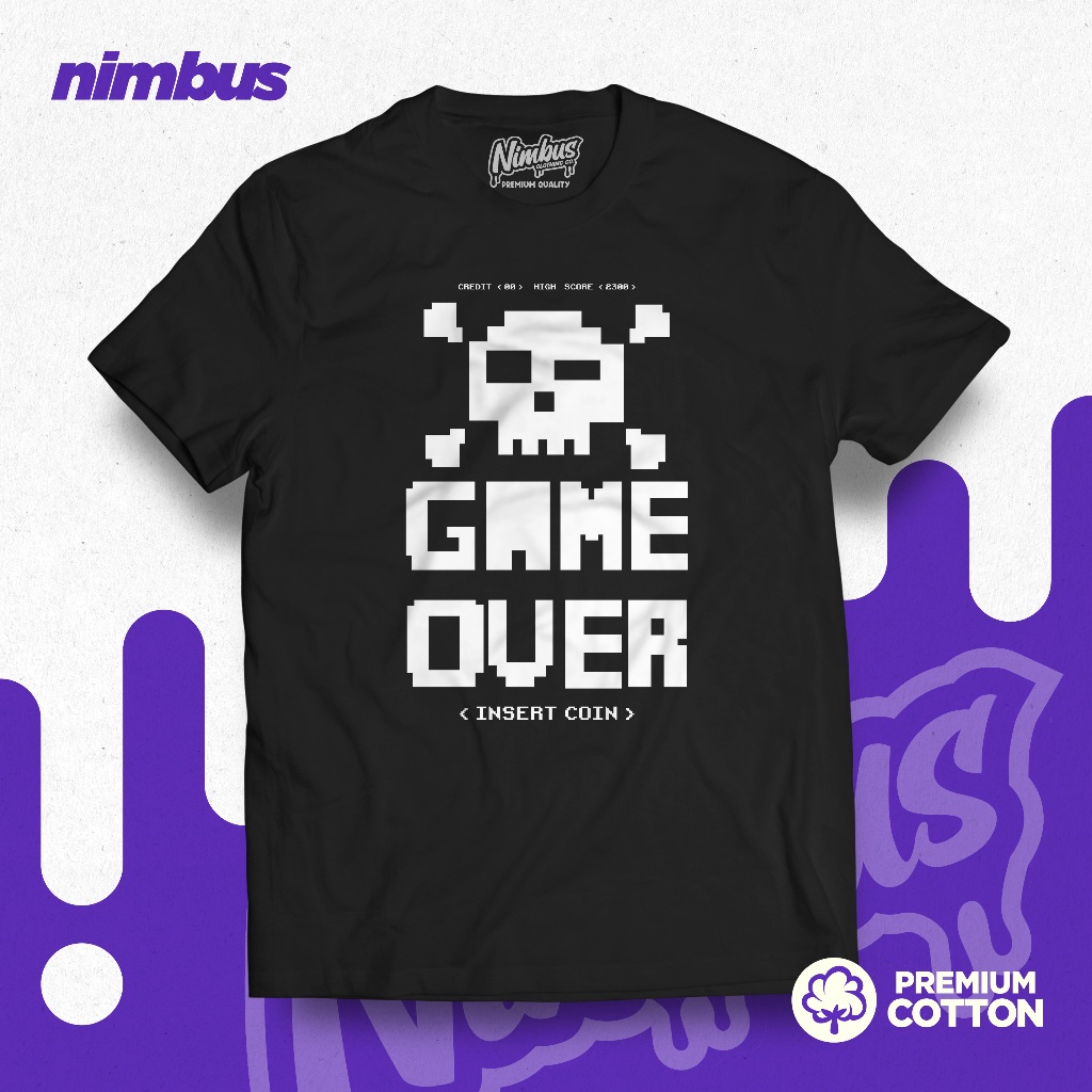 Retro Classic | GAME OVER Insert Coin | Premium Cotton T-Shirt | Nimbus ...