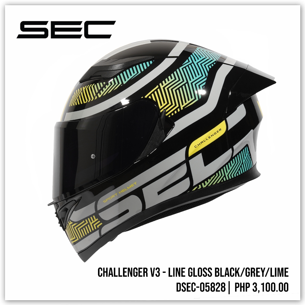 SEC Challenger V3 - Line Gloss/Matte Full Face Helmet (M-XL) | Shopee ...