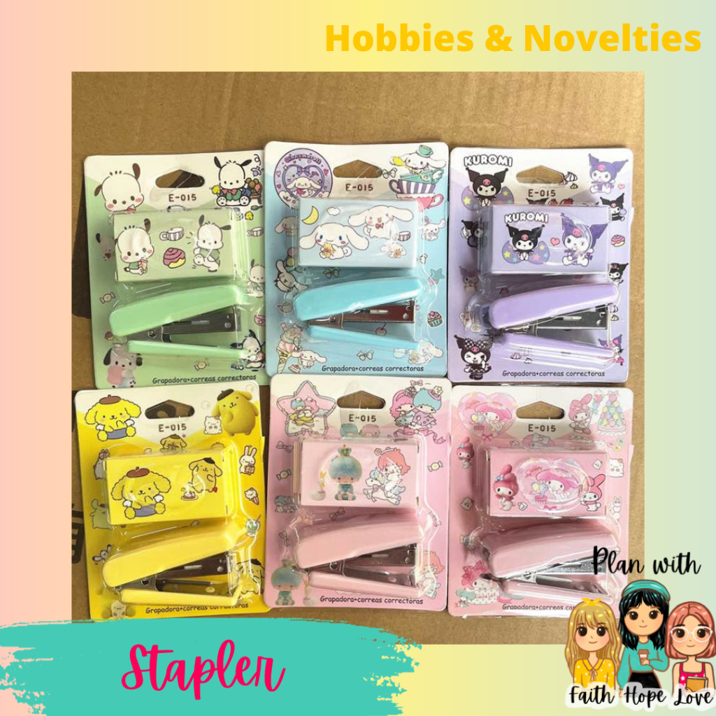 PWFHL Sanrio kuromi cinnamoroll melody pochaco pomporin little twin star Mini Stapler Set ...