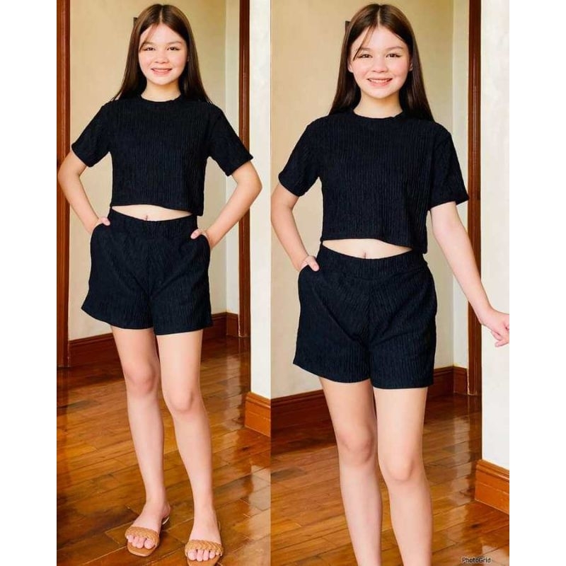 PRETEENS/KIDS COORDINATES TERNO SEMI CROPTOP & SHORT FITS 10-13 (or 15 ...