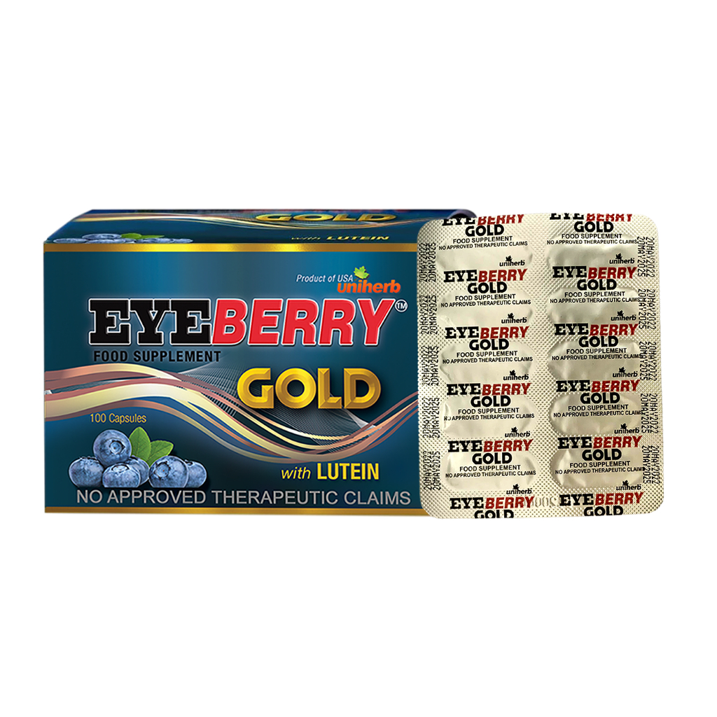EYEBERRY GOLD with LUTEIN Food Supplement (10, 20, 30 caps) | Shopee ...