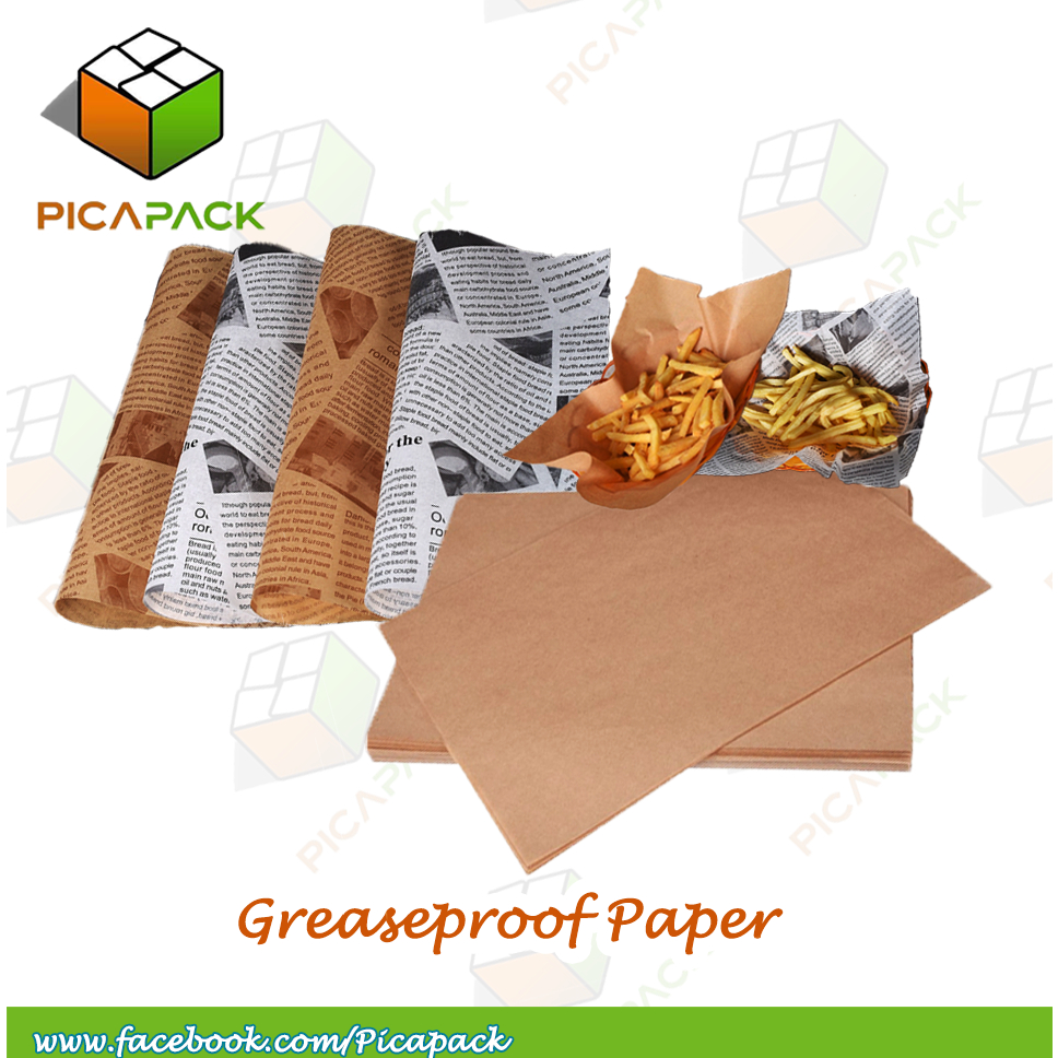 100pcs Brown Greaseproof Newspaper Paper/ Food paper Wrapper/ Baking ...
