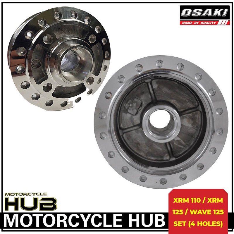OSAKI CHROME HUB SET MIRROR FRONT AND REAR xrm110 xrm125 wave125 drum ...
