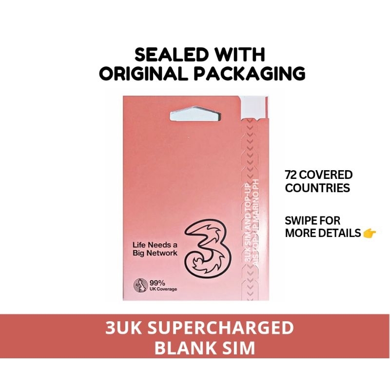 3UK SUPERCHARGED Blank SIM for Seafarers | Shopee Philippines