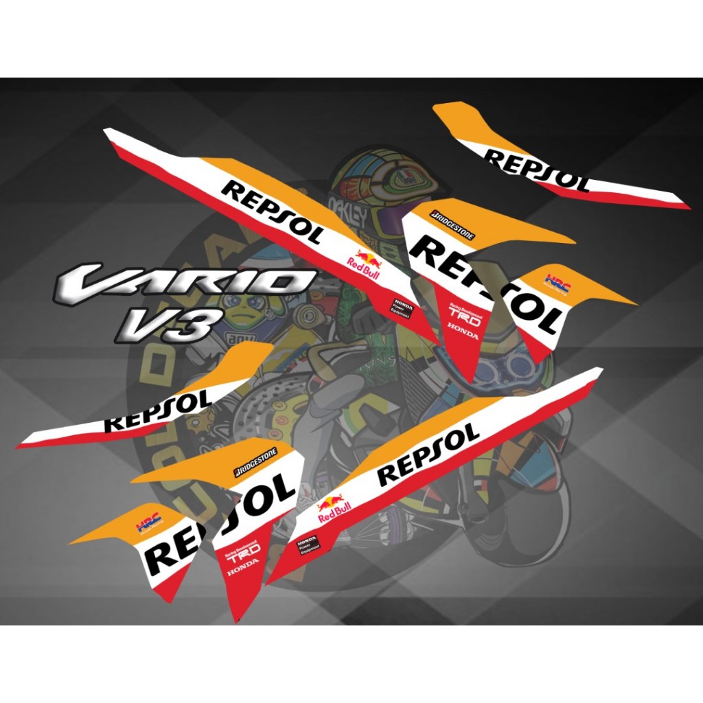 HONDA CLICK V3 STRIP DECALS 12 REPSOL BIKCOL DECALS | Shopee Philippines