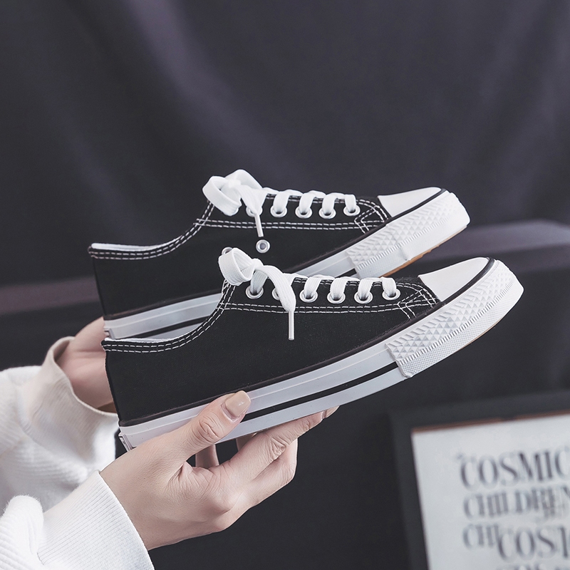 Canvas shoes women's low top Korean version all-match casual shoes ...