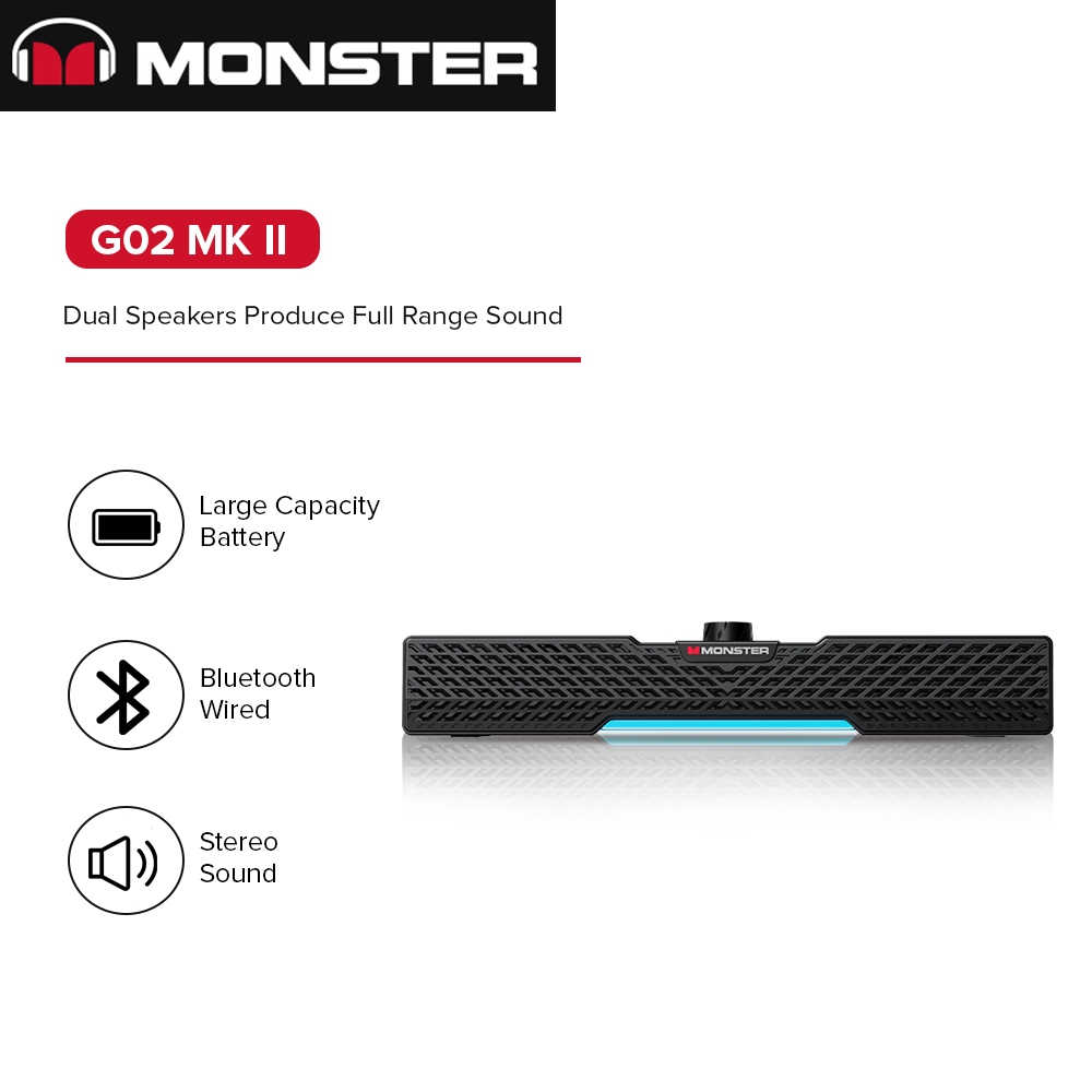Monster G02 Mk II Bluetooth Speaker Aux Audio Cable Stereo Surround ...