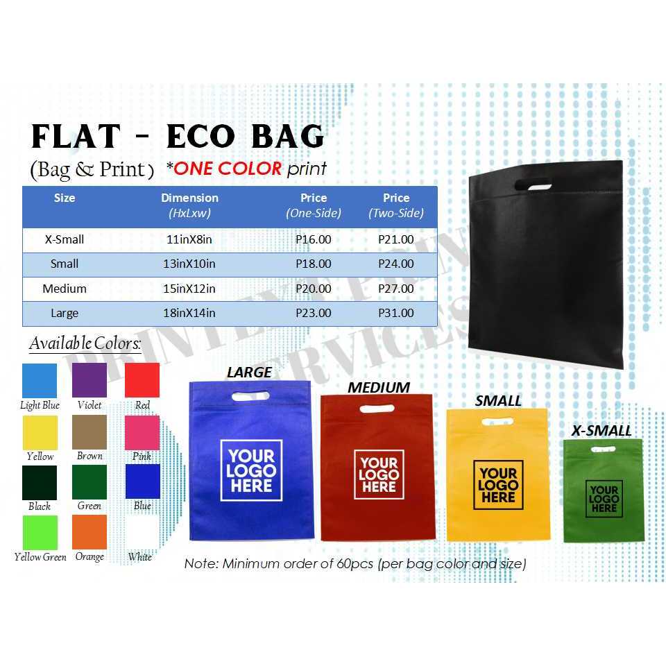 Personalized Eco Bag-Flat (FREE layout, Minimum of 60pcs) | Shopee Philippines