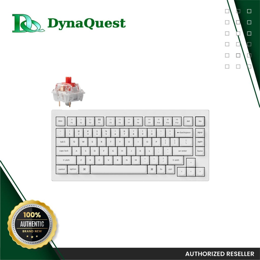 Keychron V1 QMK White Fully-Assembled with Knob Hot-Swappable RGB 75% ...