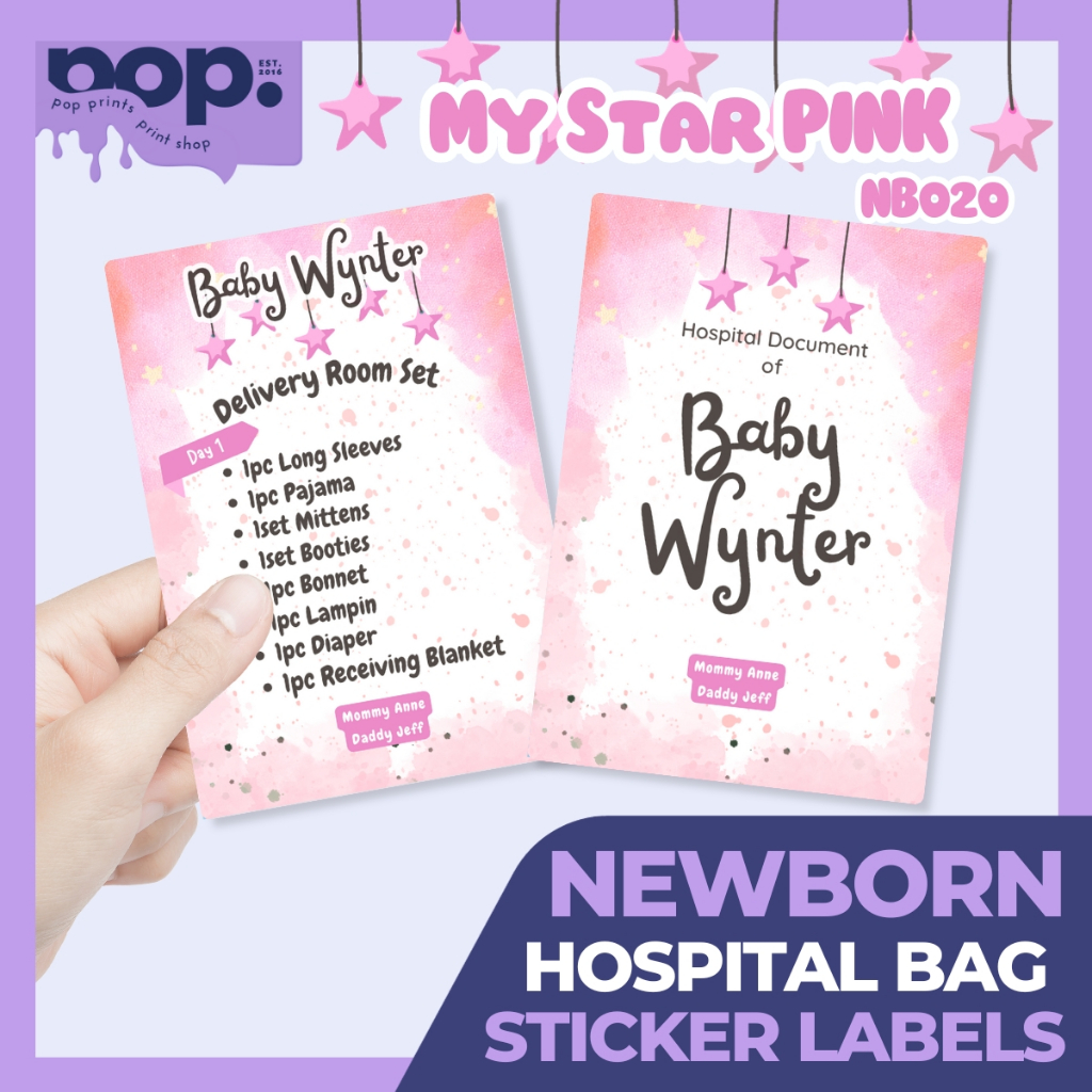 MY STAR PINK [NB020] - Newborn Checklist Hospital Bag Sticker and Baby ...