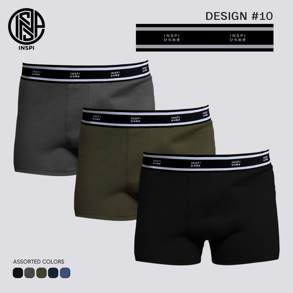 INSPI Basics 3pcs Set Boxer Brief for Man Random Colors Boxers Shorts ...
