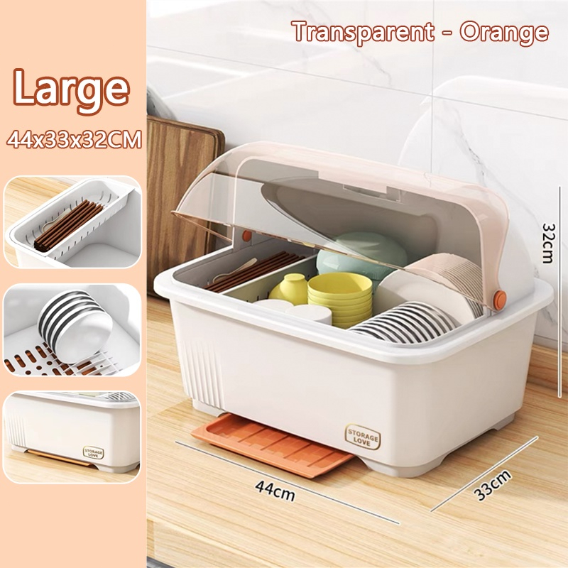 Dish Rack with Cover Plastic Dish Storage Box Insect-proof Innovative ...