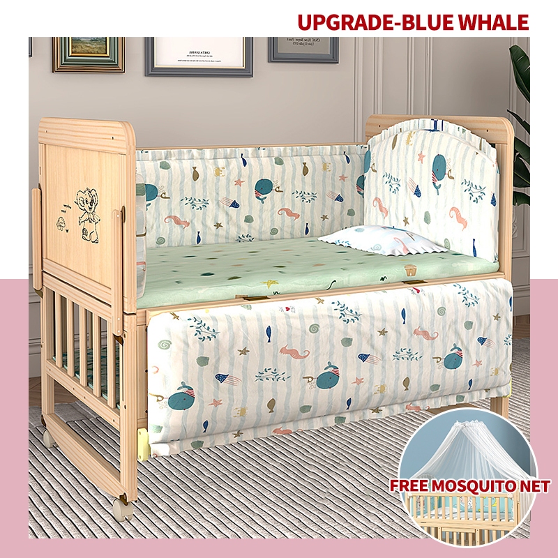Wooden Crib Wooden Shelf Crib Rocker Crib with Mosquito Net and ...