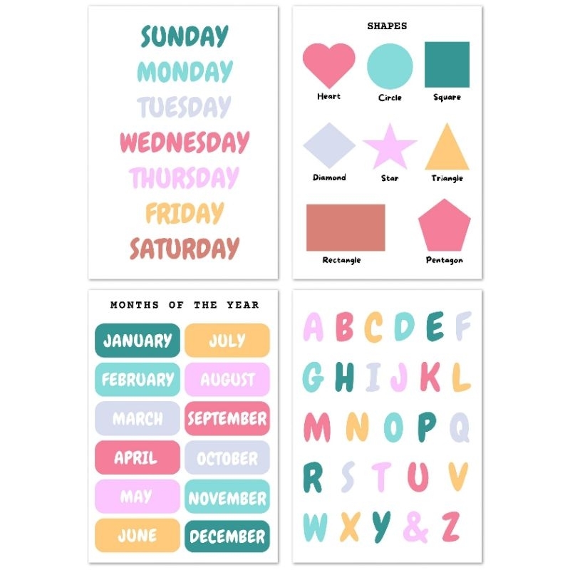 Pink and Green A4 size Kids Laminated Chart - Educational Wall Chart ...