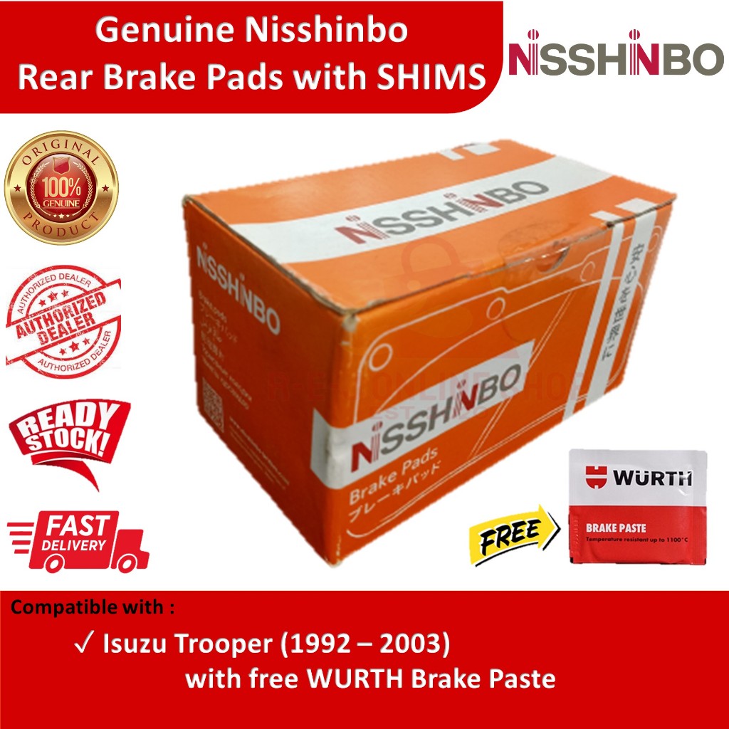 Genuine Nisshinbo Rear Brake Pads with SHIMS for Isuzu Trooper (1992 ...