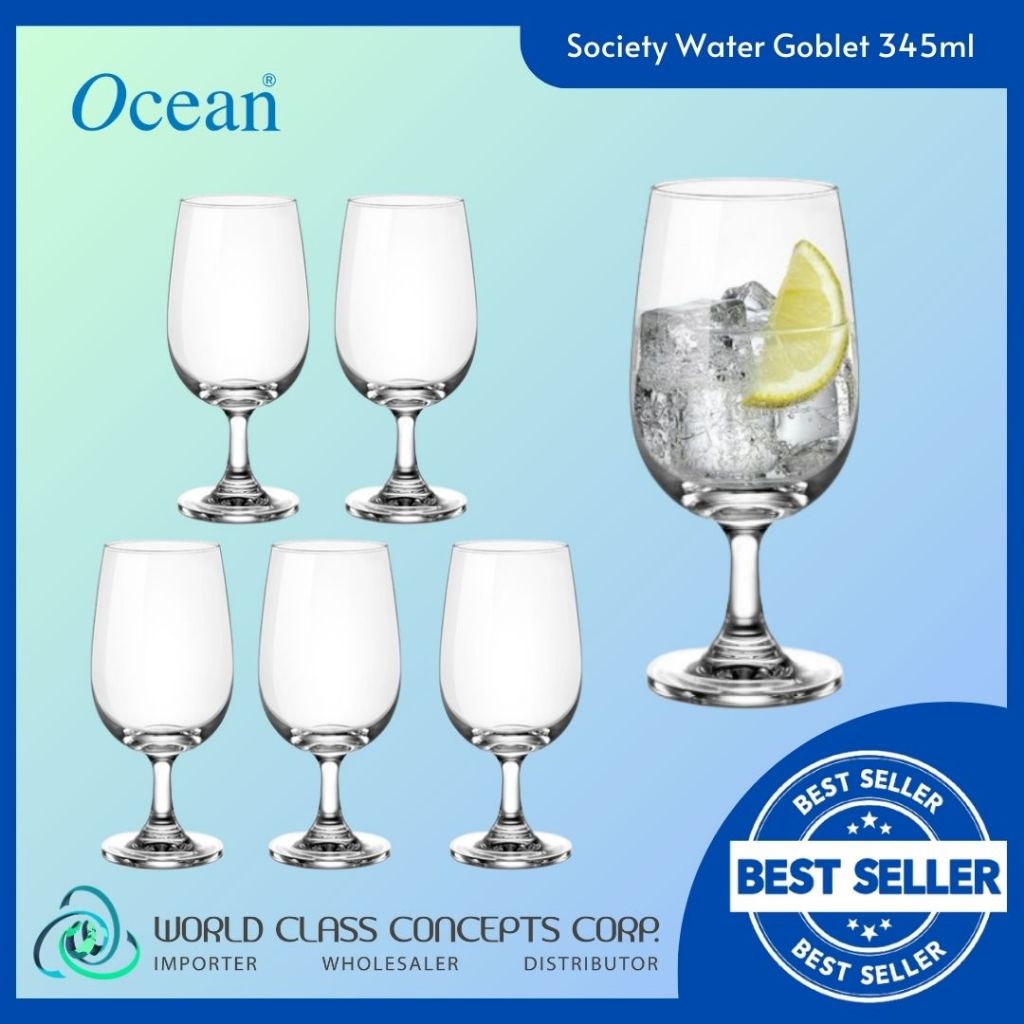 Ocean Glassware Society Water Goblet Drinking Glass Clear 345 mL ( Set ...