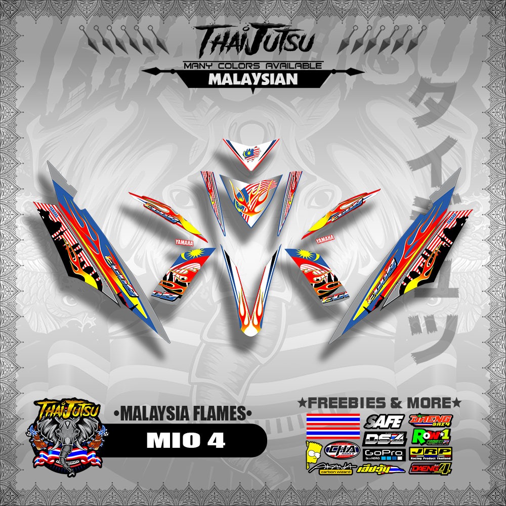 MIO 4 MALAYSIAN DECALS ( MALAYSIA FLAMES )【ThaijutsuStickers】 | Shopee ...