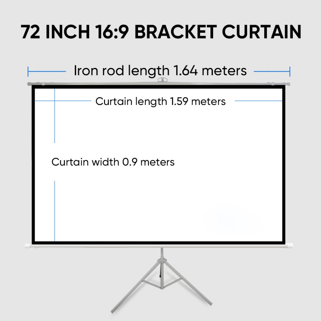 Eroc 72 inches Projector Screen with Bracket Stand Foldable Wall ...