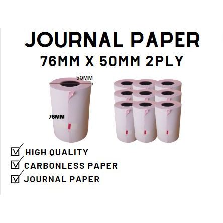 POS Journal Receipt Paper 76mm x60mm 1 ply / 76mm x 50mm 2ply -1pc ...