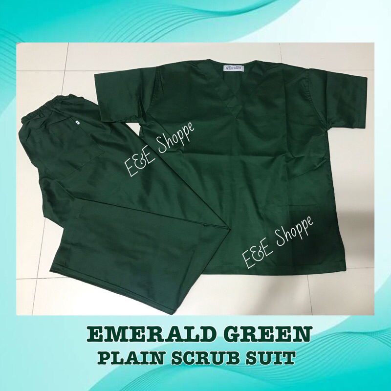 SCRUB SUIT Set- UNISEX (EMERALD GREEN Plain scrub) | Shopee Philippines