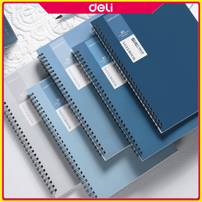 Deli A5 Spring Spiral Notebook Student Binder Line Notebook 60 Sheets ...