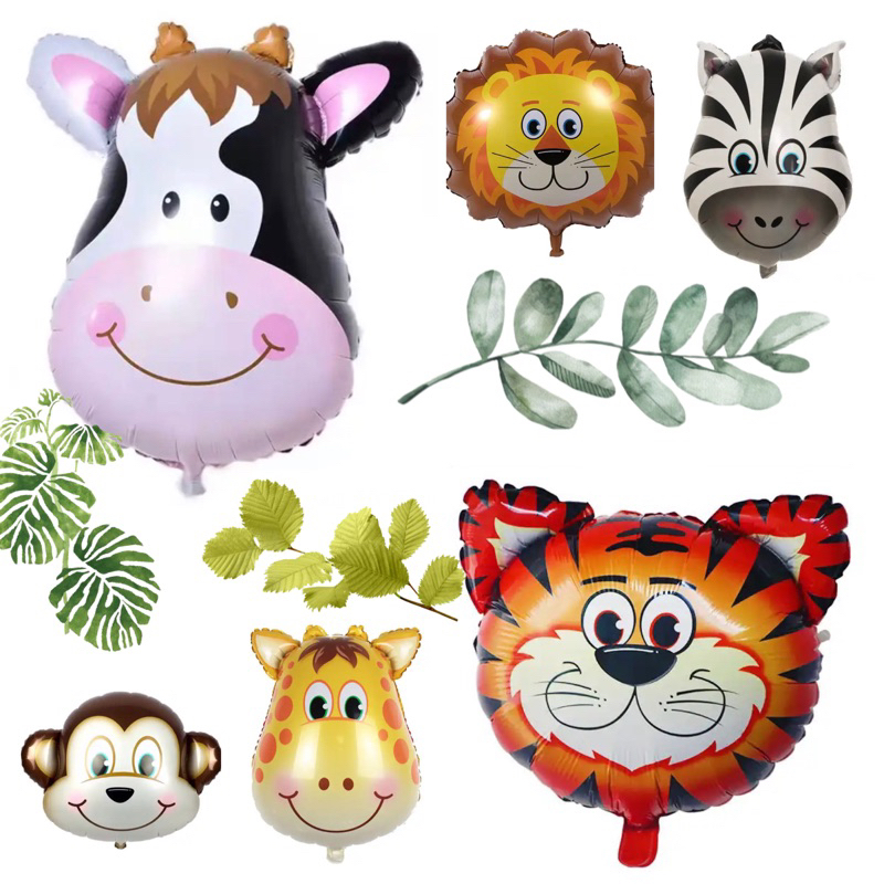 Jungle animal shape balloons safari theme birthday decorations | Shopee ...