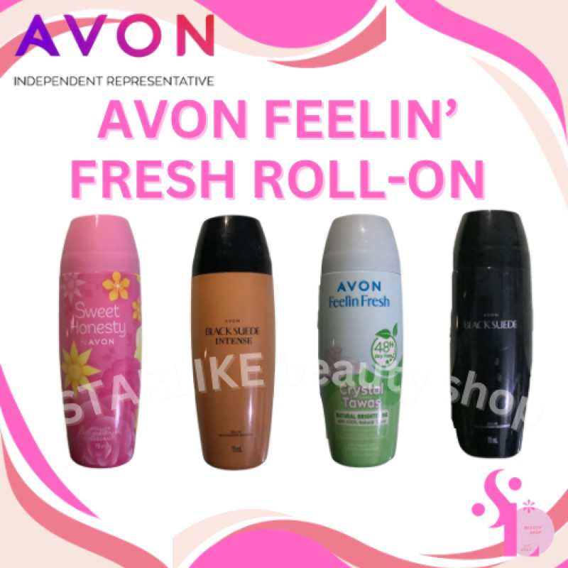 AVON FEELIN’ FRESH ROLL-ON sweet honesty / black suede / black suede ...
