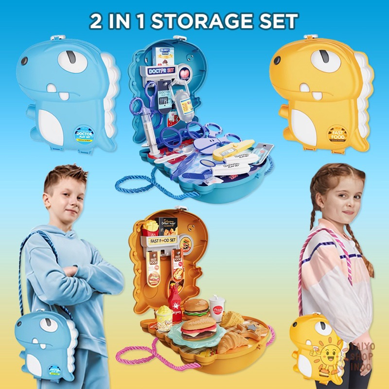 Taiyo Kids Toys Dinosaur DIY Satchel Playset 2in1 Storage Role Game Set ...