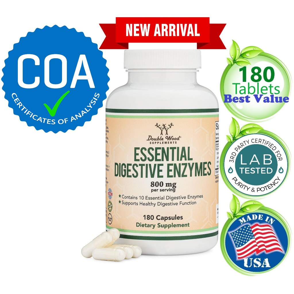 Real Digestive Enzymes Blend of All 10 Most Essential Digestive and ...