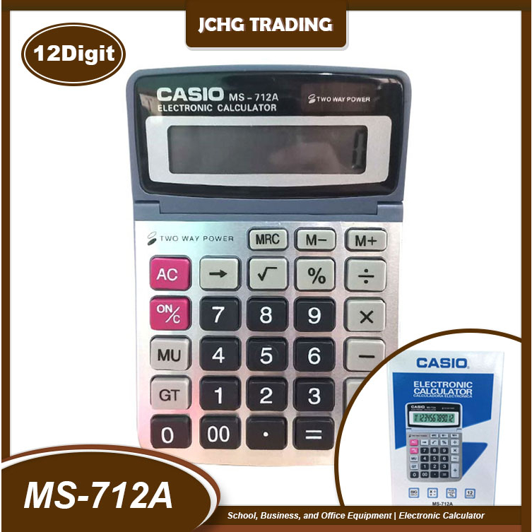 JCHG MS-712A 12-Digit Display Electronic Calculator Two-Way Power BIG ...