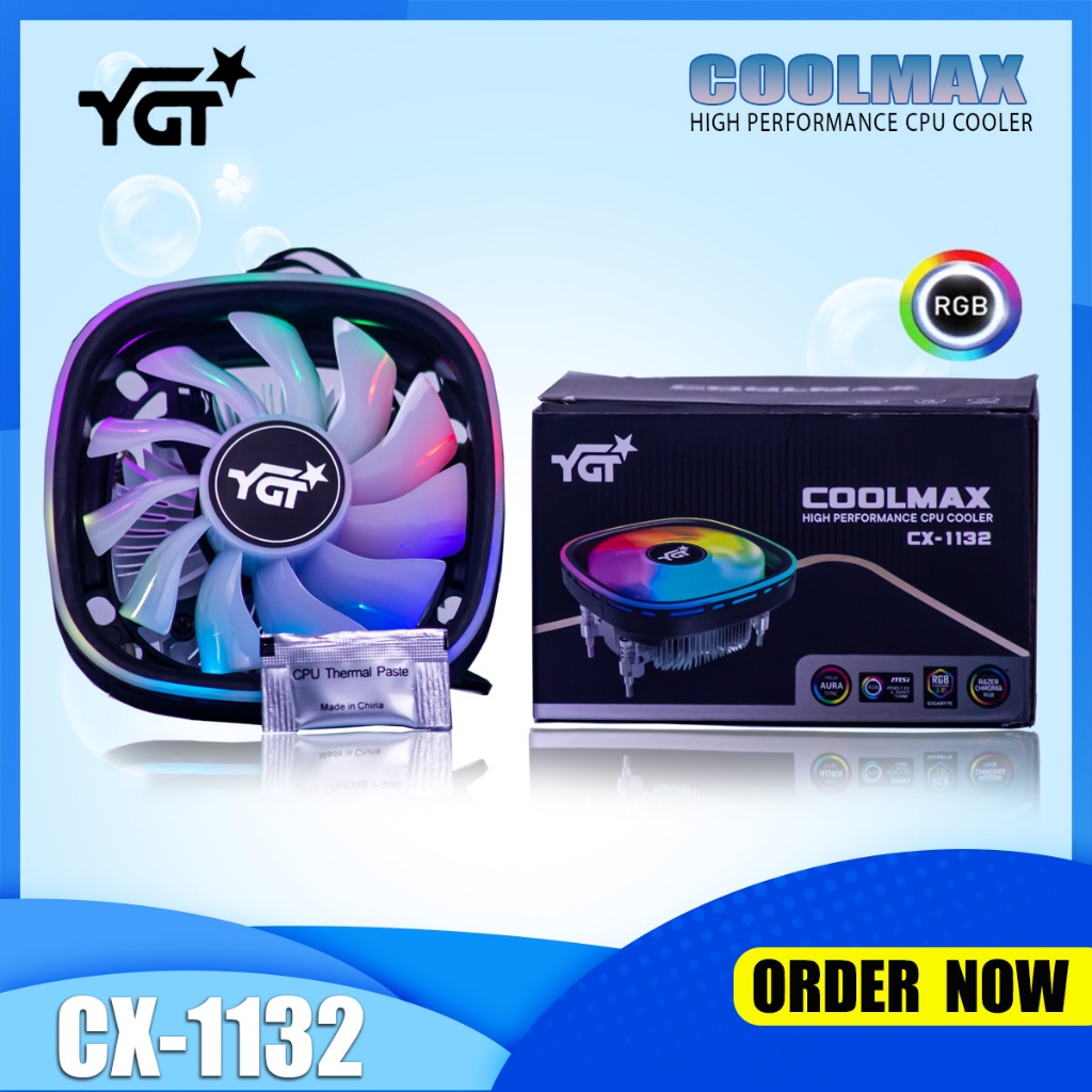 YGT COOLMAX CX-1132 CPU COOLER, 3-PIN 1900RPM 900W 12V AURA SYNC RGB ...