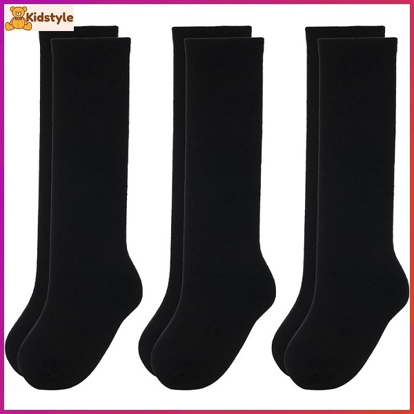 KidStyle Kids Long Black Socks Student Socks Spandex Unisex 5-10years ...