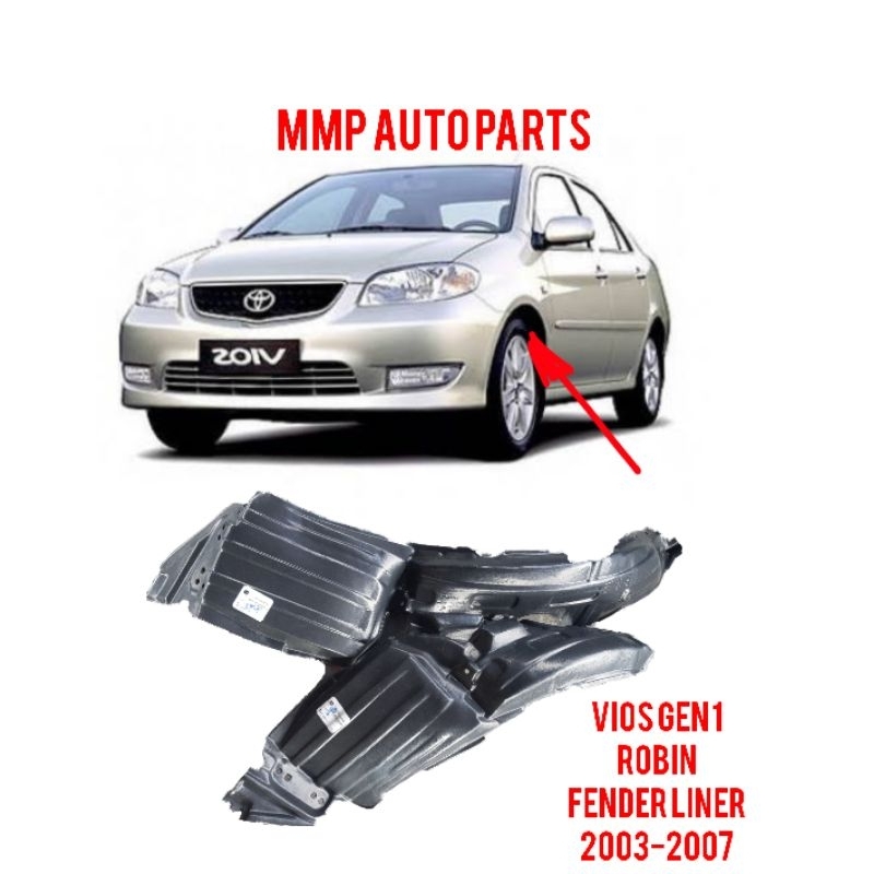 FRONT Fender liner For Toyota Vios 1ST Gen robin 2002-2007 | Shopee ...