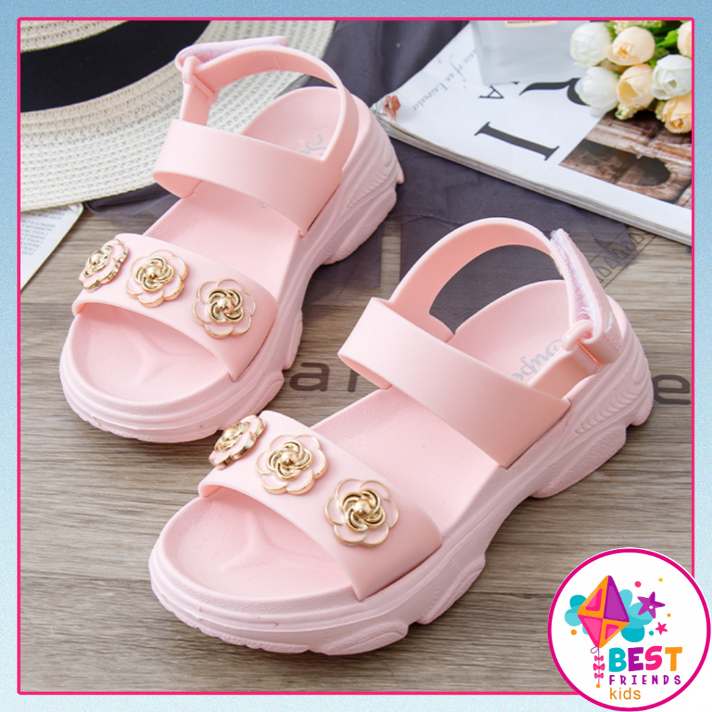 【BFK】 Closs Korean Kids Girls Flower Design Sandals For Kids | Shopee ...