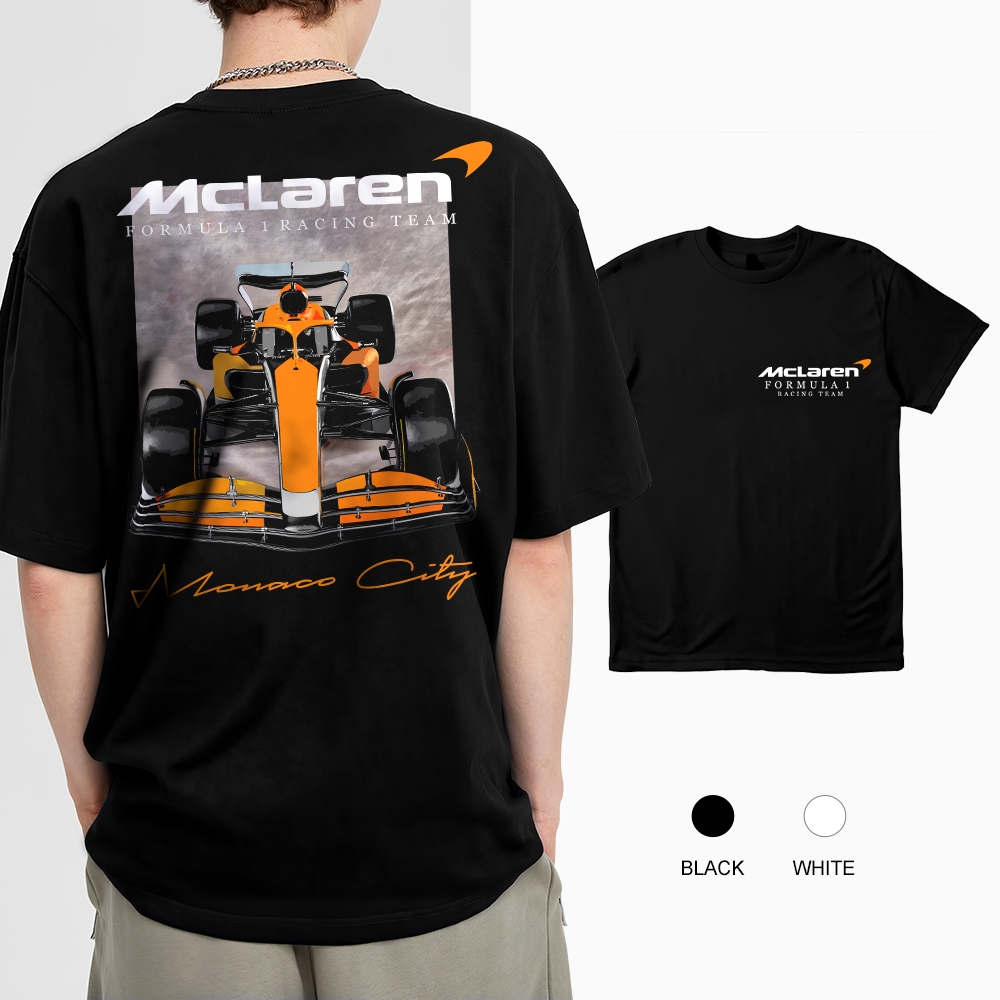 Supercar Series : McLaren F1 Team Retro T Shirt For Man Oversized Tee 100% Cotton Fabric Round ...