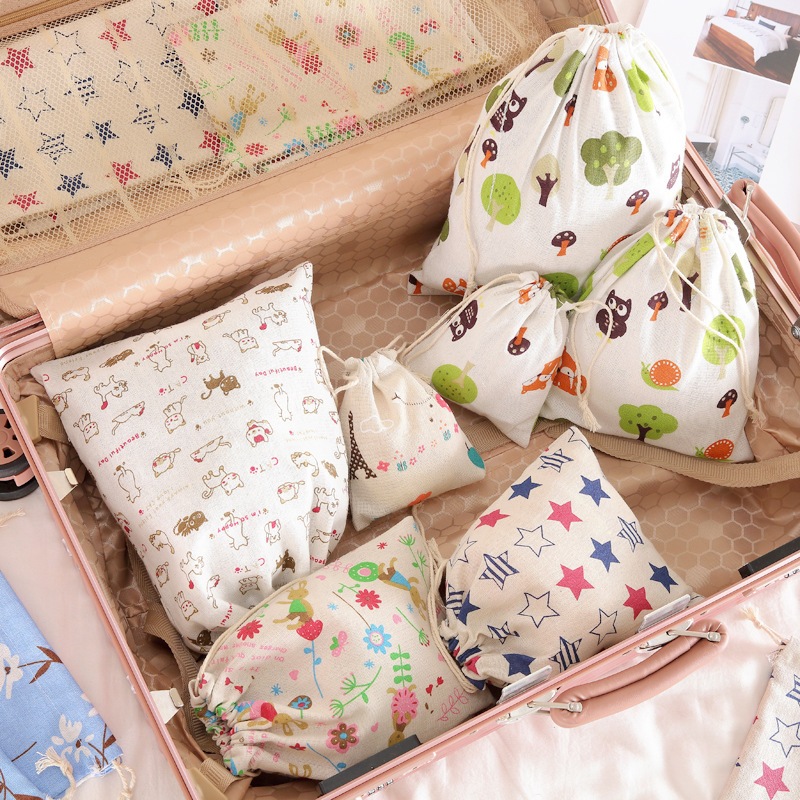 Mini drawstring bag pouch cloth linen bags accessories storage gift ...