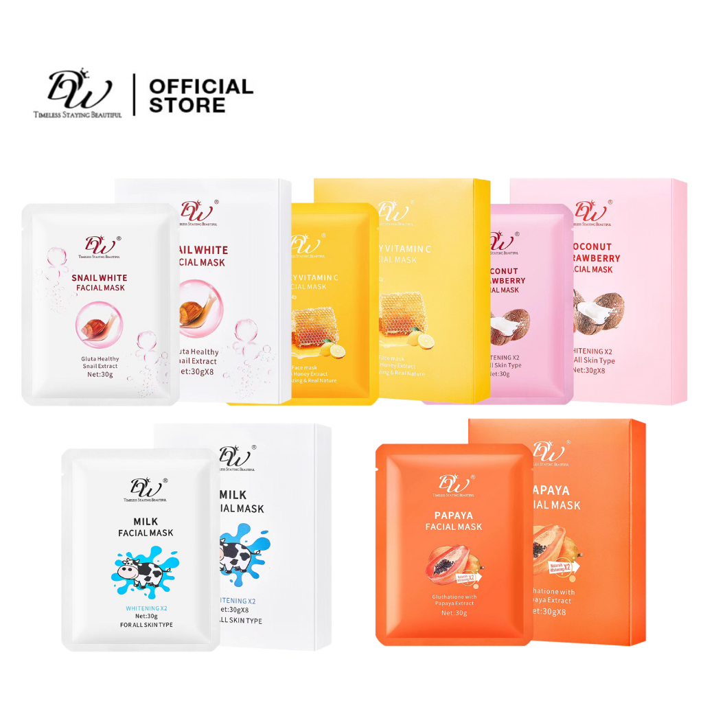 DW New Facial Mask Whitening Mask ( Papaya / Milk / Honey / Snail ...